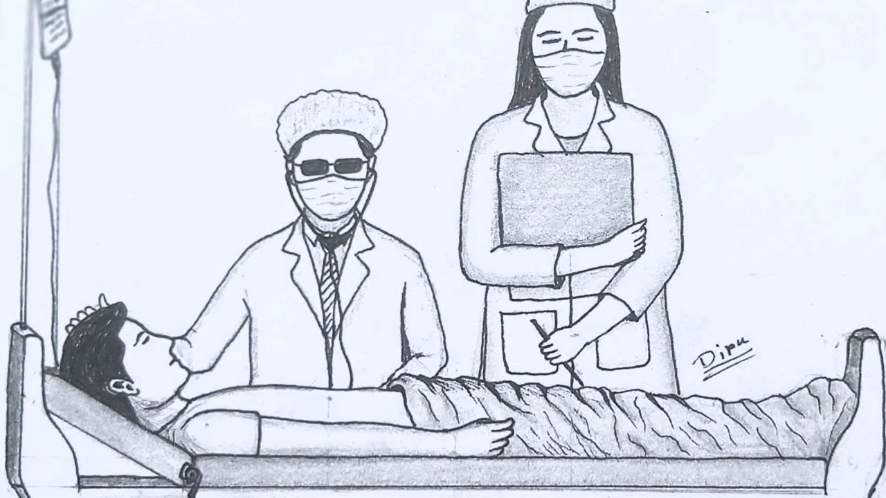 How To Draw Doctor And Present Treatment Scenery Easy Pencil Drawing
