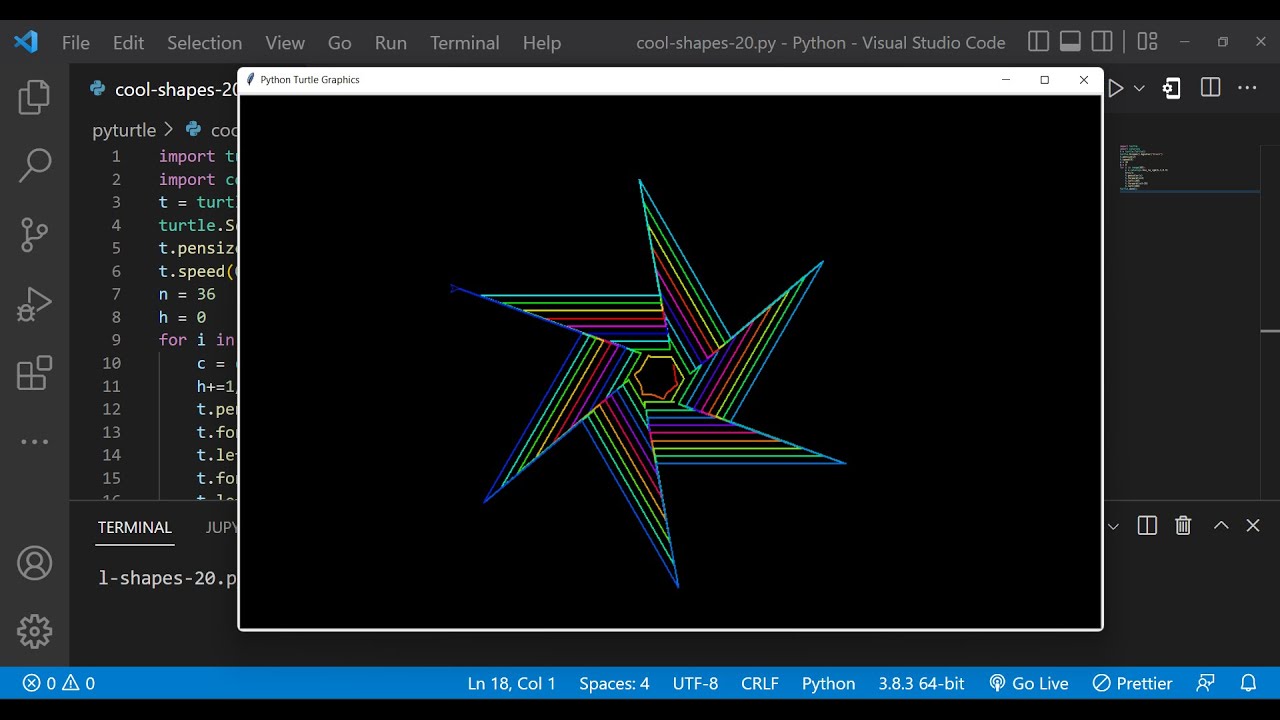 Python Turtle Graphics 30 Cool Shape Drawing Python Turtle Coding