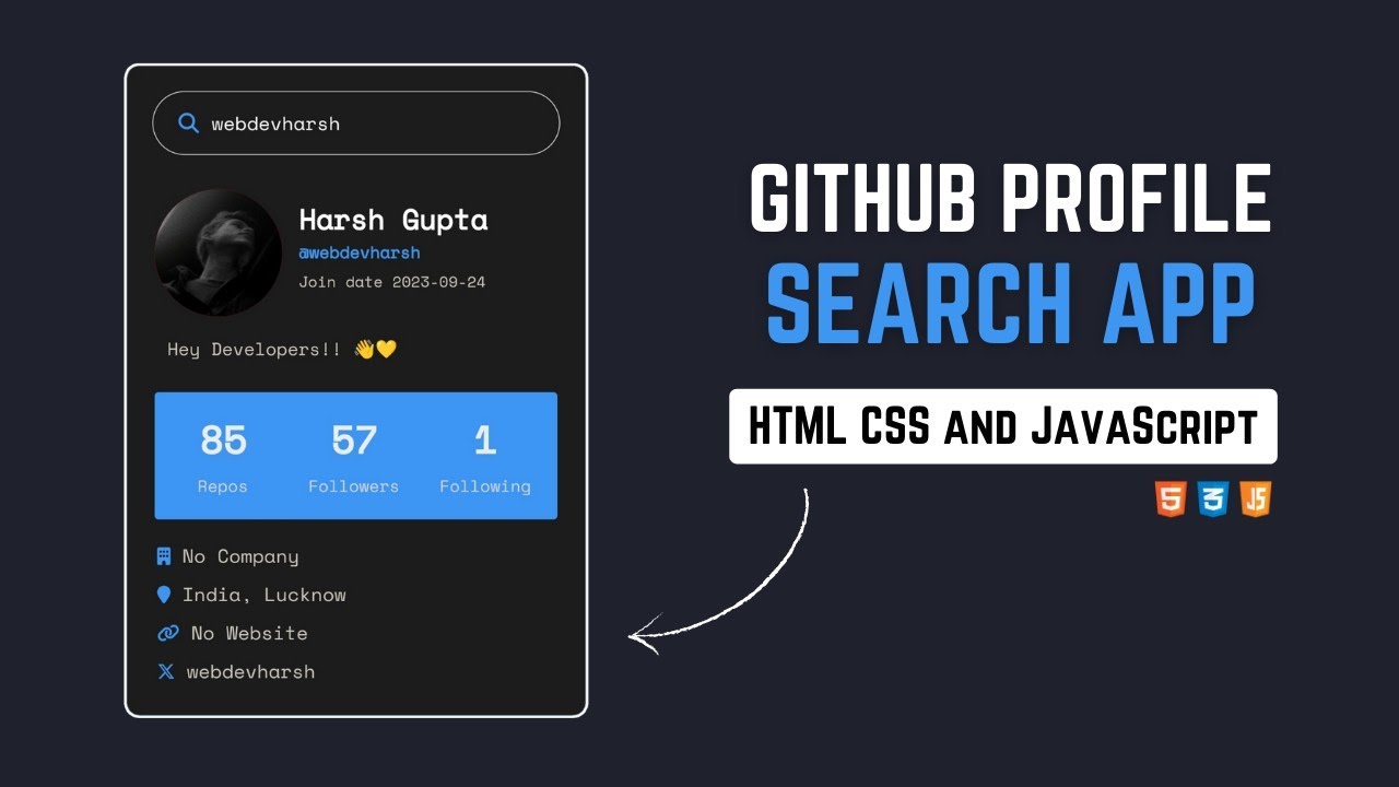 Github Profile Search App In Html Css Javascript Github Profile
