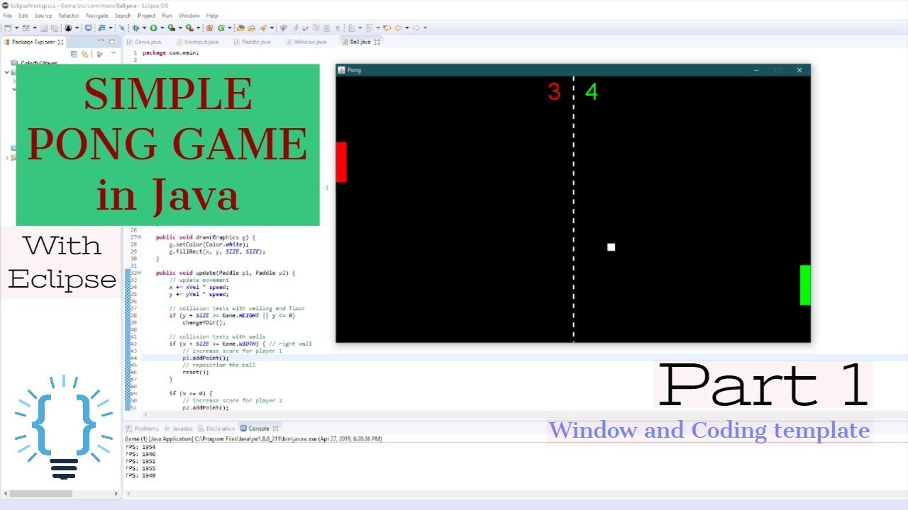 Coding A Simple Pong Game In Java With Eclipse Part 1 Youtube