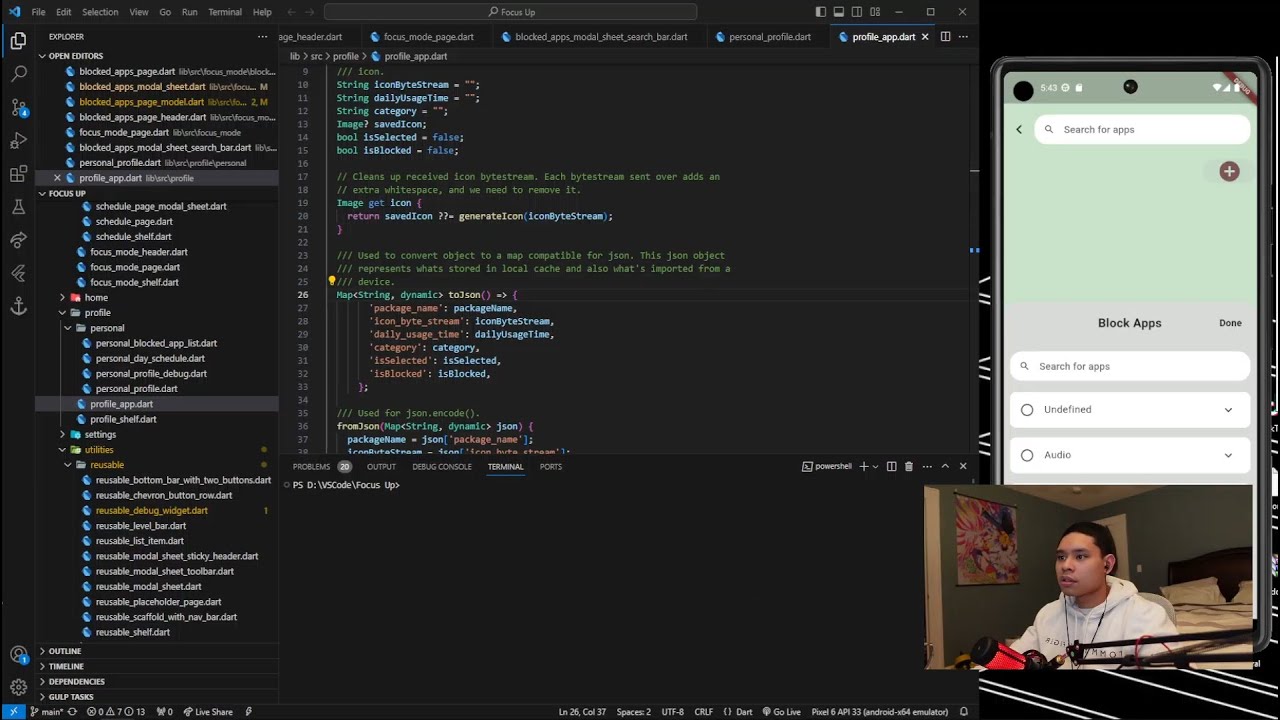 Software Engineer Coding A Productivity Mobile App In Flutter Ask Me