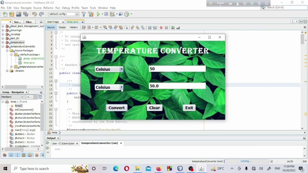 Temperature Converter Java Swing Youtube