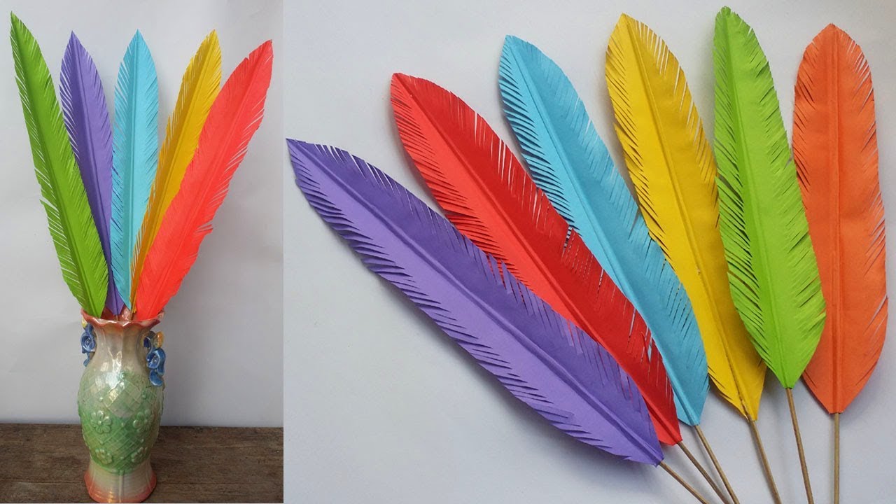 Diy Paper Crafts Paper Feather Tutorial How To Make Paper Feather