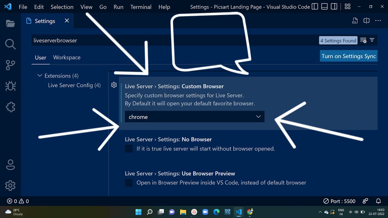 How To Change Default Browser With Visual Studio Code Live Server Youtube