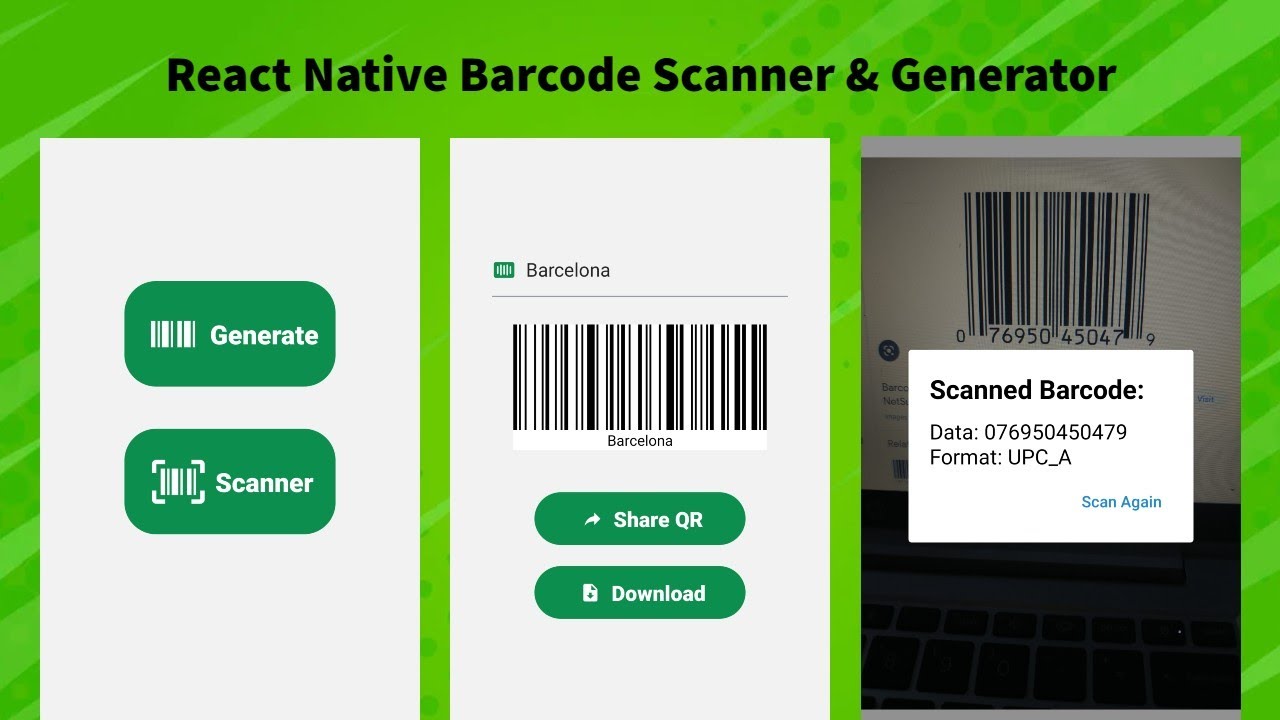 React Native Barcode Scanner Generator App Youtube