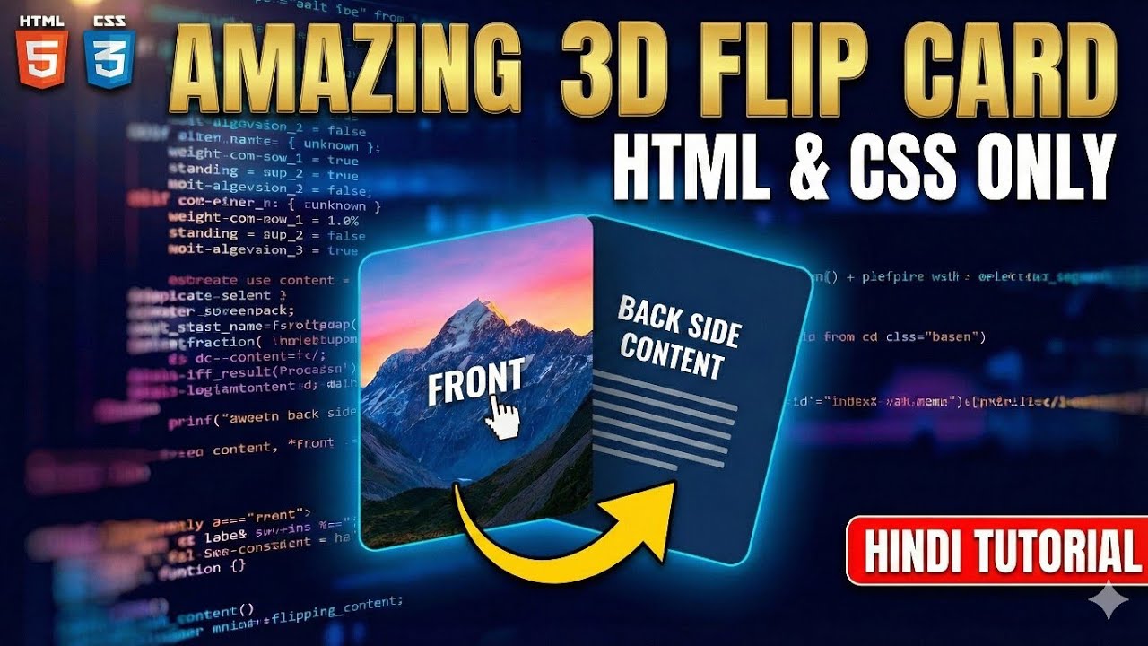 Create A Stunning 3d Flip Card Hover Effect Using Html Css Youtube