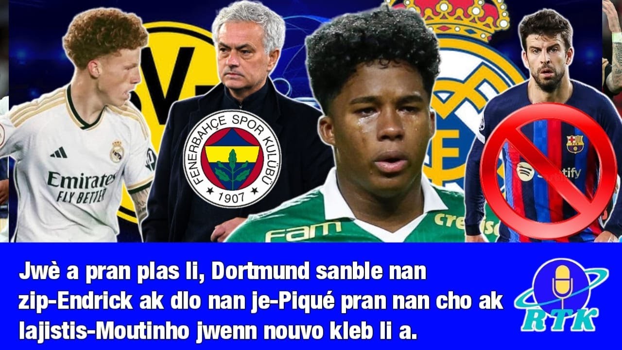 Jwè A Pran Plas Li Dortmund Sanble Nan Zip Endrick Ak Dlo Nan Je Piqué