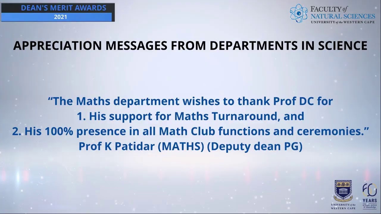Faculty Of Natural Sciences Dean S Merit Awards Youtube