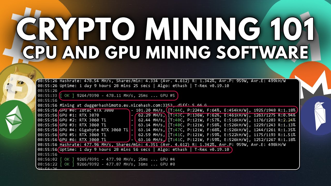 Crypto Mining 101 Understanding Gpu And Cpu Mining Software Youtube