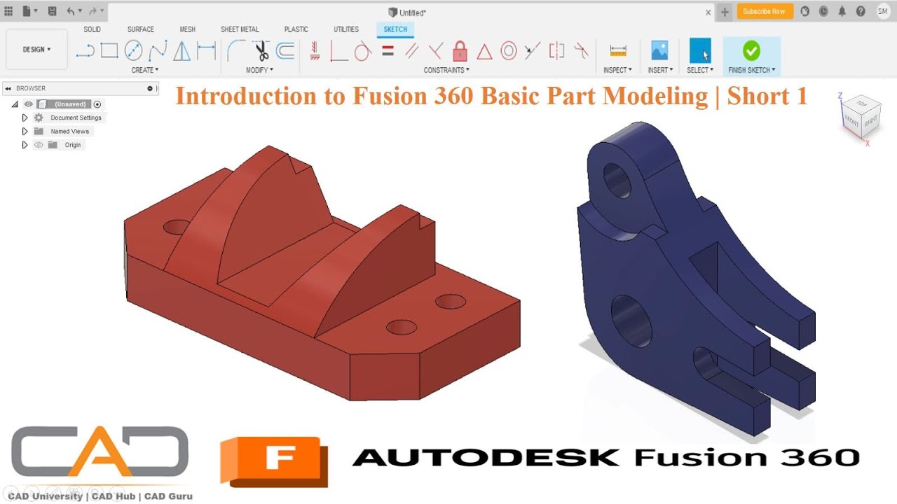 3 Introduction To Fusion 360 Basic Part Modeling Short 1 Youtube