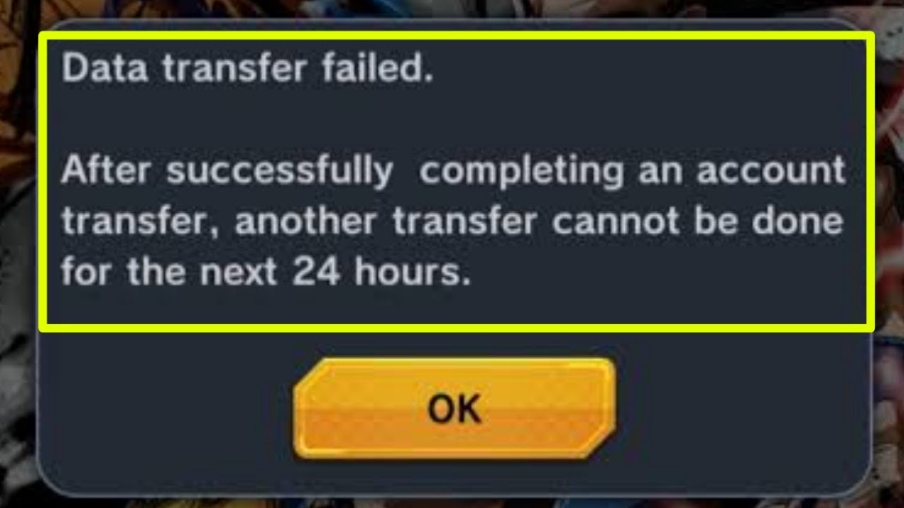 Fix Db Legends Data Transfer Failed 24 Hours Problem In Dragon Ball