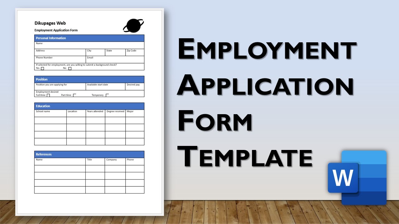 Employment Application Form Template