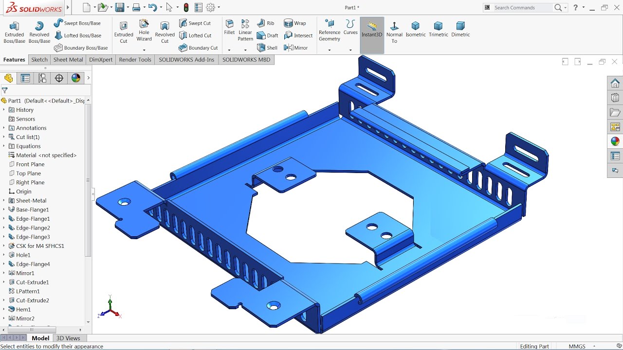 Solidworks Tutorial Basics Of Sheet Metal Youtube