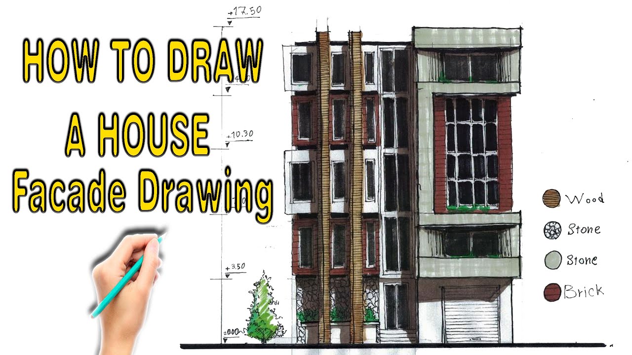 How To Draw A House Sketching A Five Story House Facade Drawing
