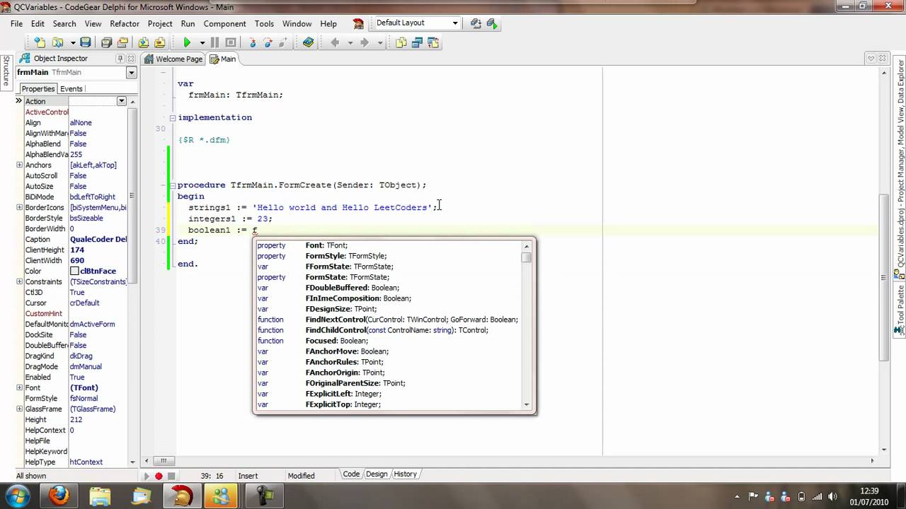 Qualecoder Delphi Tutorial 2 Variables Youtube