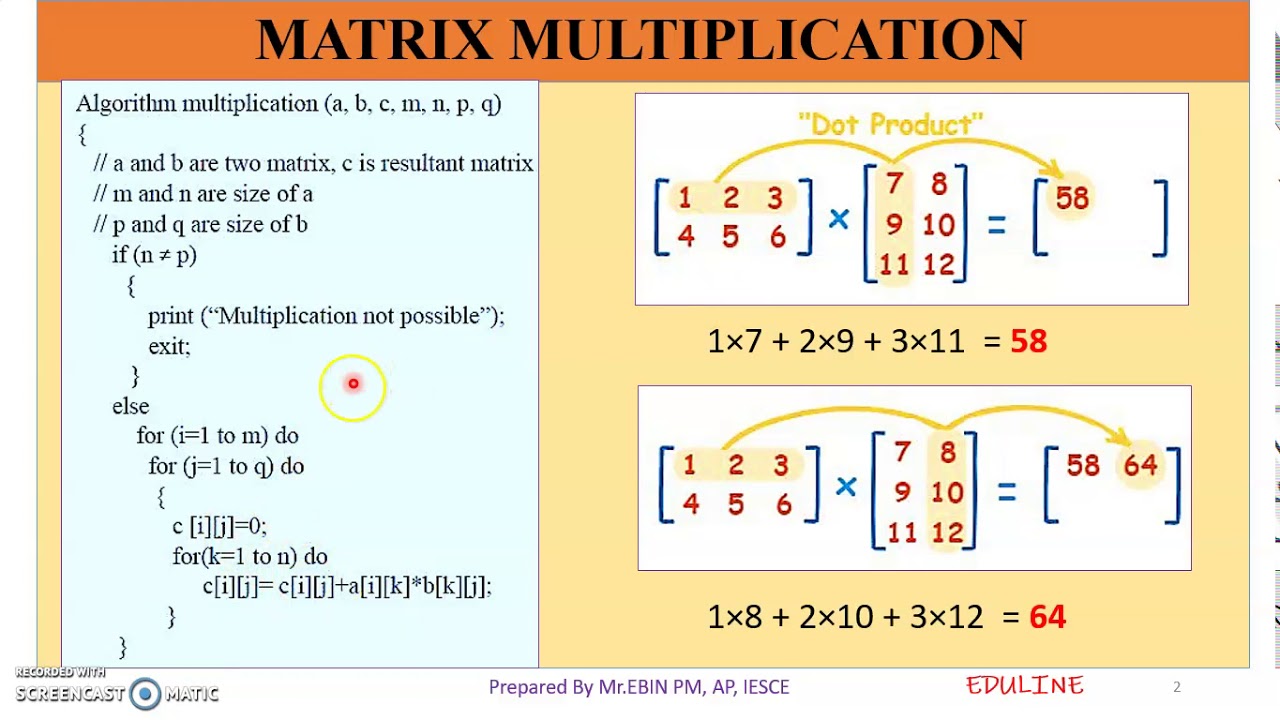 Ds Extra Topic 1 Matrix Multiplication Algorithm Youtube