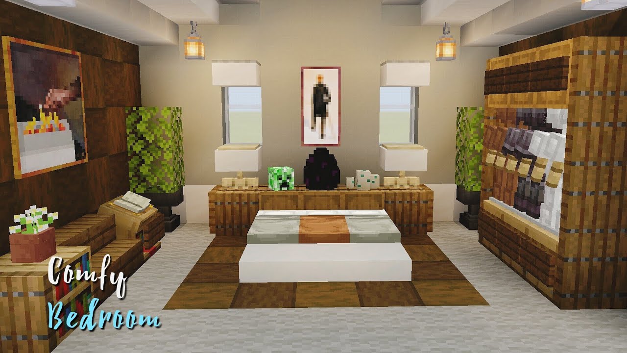 Comfy Bedroom Tutorial Minecraft Pe 1 16 Beta Youtube