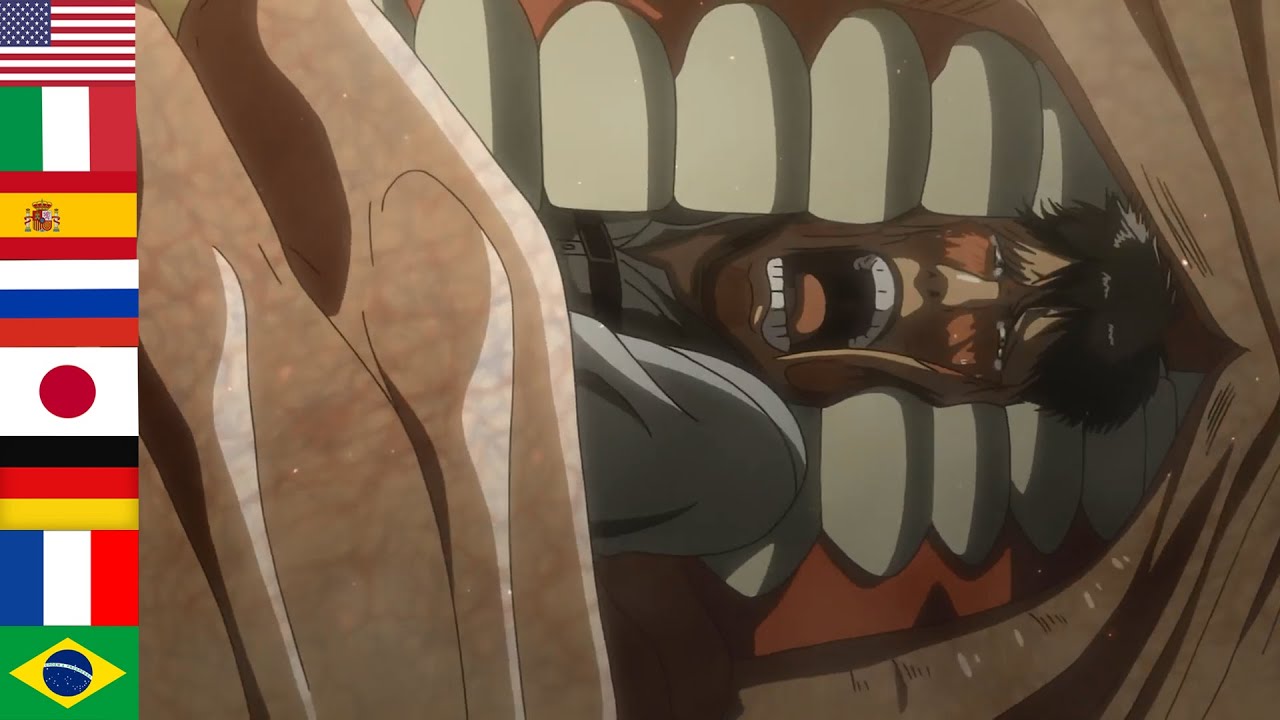 Berthold Death In 8 Languages Attack On Titan Season 3 Youtube