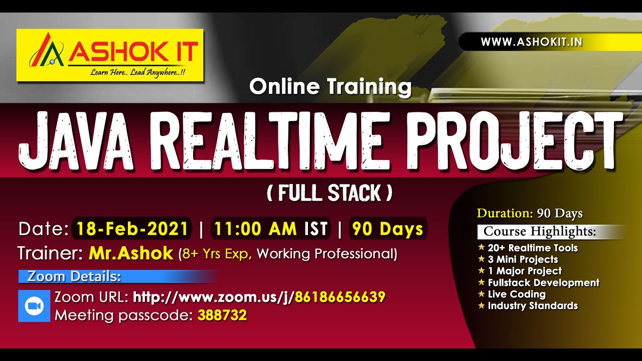 Java Real Time Project Fullstack Development By Mr Ashok Session