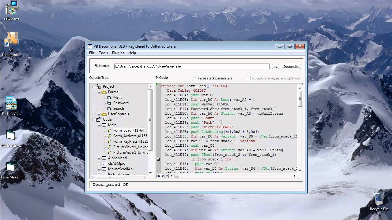 Vb Decompiler P Code Vb6 File Decompilation Youtube