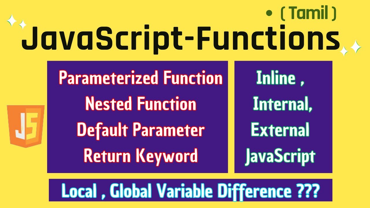 Javascript Functions In Tamil Inline Internal External Js Javascript