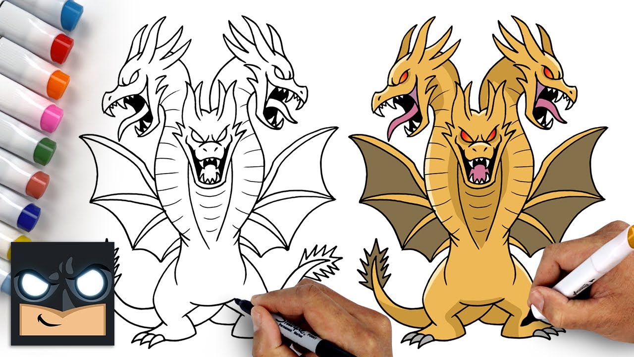 How To Draw King Ghidorah Draw Color Tutorial Youtube