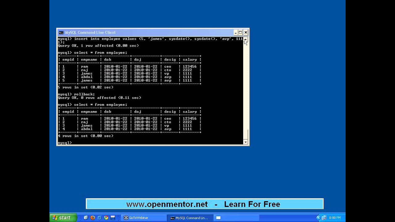 Mysql Part 16 Commit Rollback Youtube