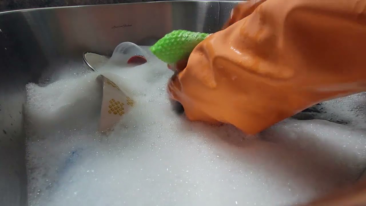 First Dishwashing Rubber Gloves Video In A While Asmr Washing Dishes