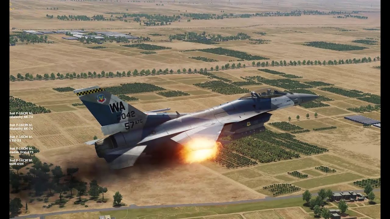Dcs World F 16 Landing With A Damaged And Burning Wing Youtube