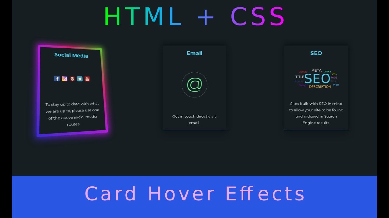 Html Css Card Hover Glow Effect With Tilt And Rotate Youtube