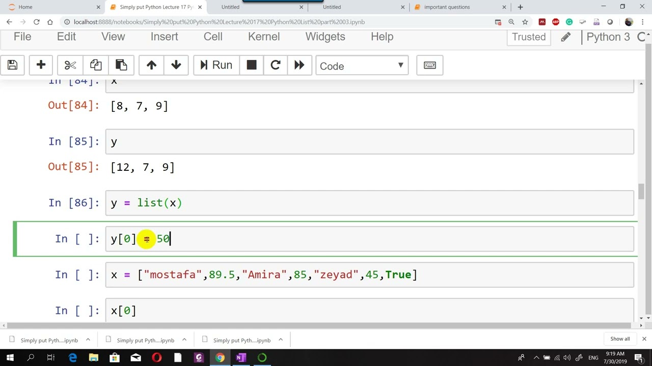Sequence Type List Part 03 Python Youtube
