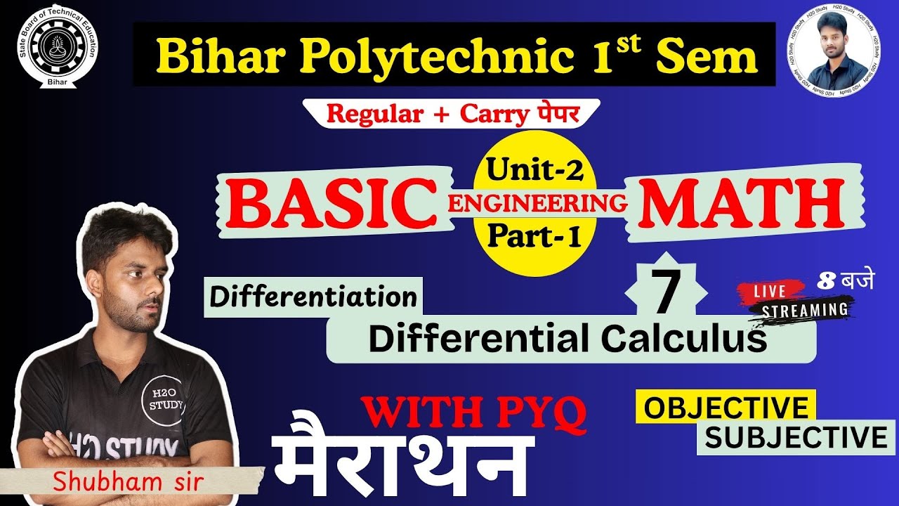 Bihar Polytechnic 1st Sem Basic Engineering Math Unit 2 Differeniation