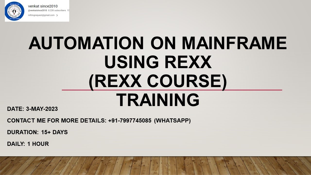 Rexx Training Automation On Mainframe Using Rexx May 2023 Youtube