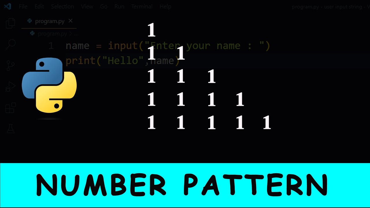 Python Program To Print Numbers In Right Triangle Shape 01 Youtube