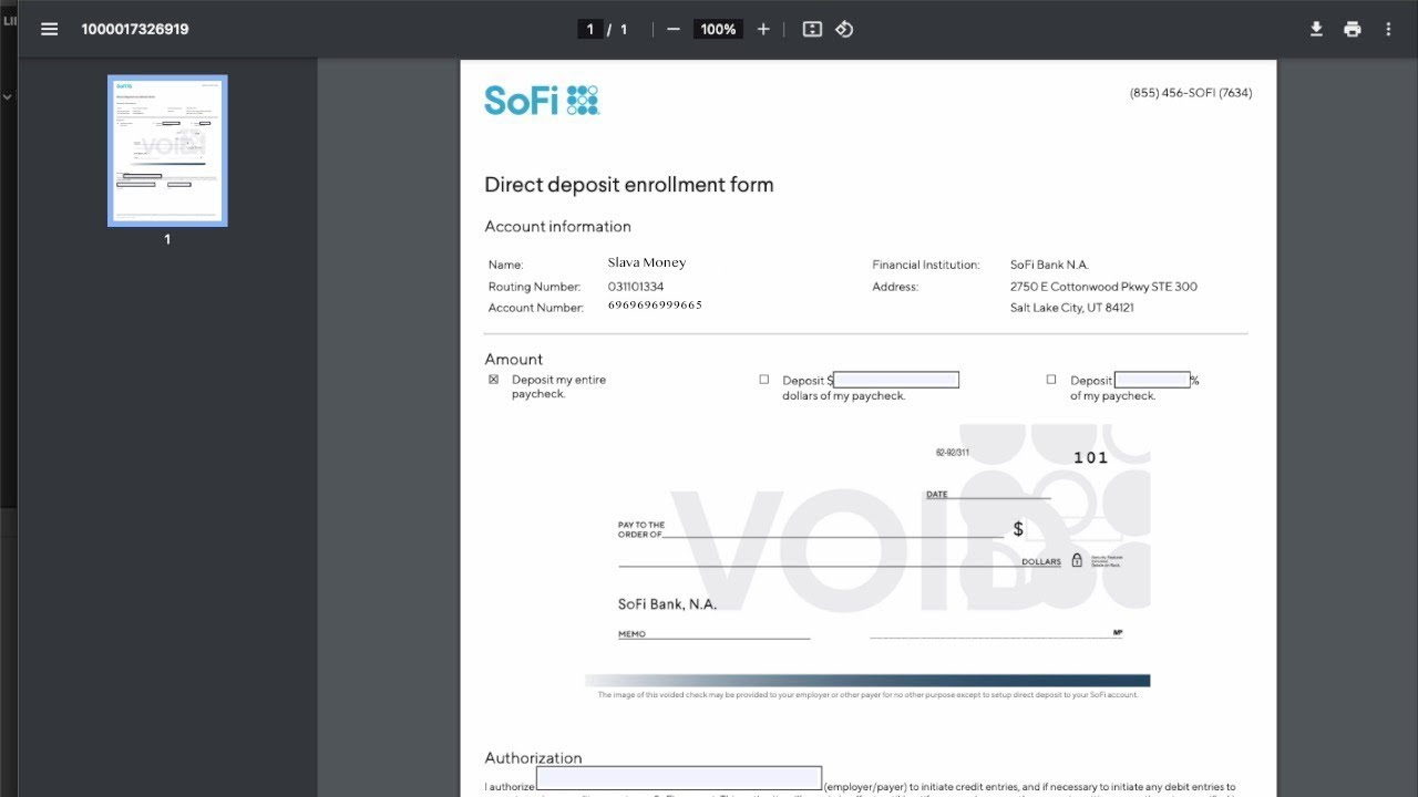 How To Find Void Check Sofi Youtube