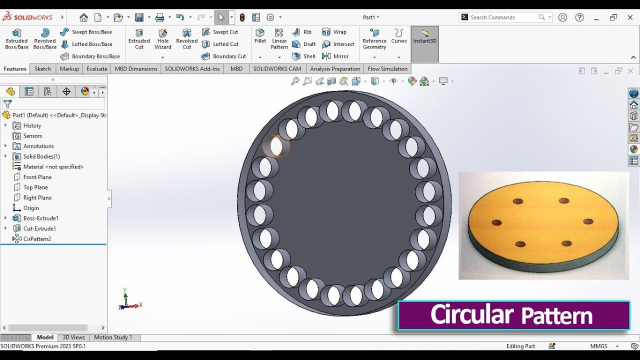 How To Use Circular Pattern Tool Solidworks Tutorial Solidworks