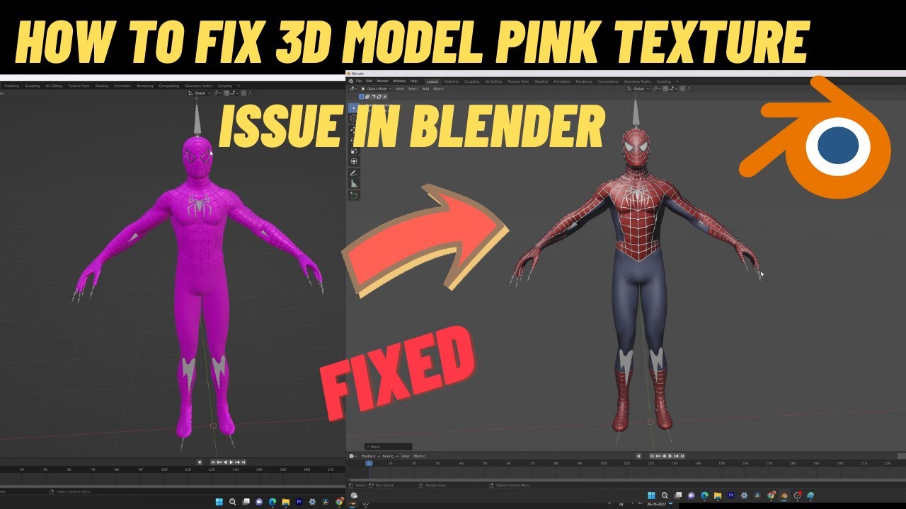 How To Fix 3d Model Pink Texture Issue In Blender Youtube