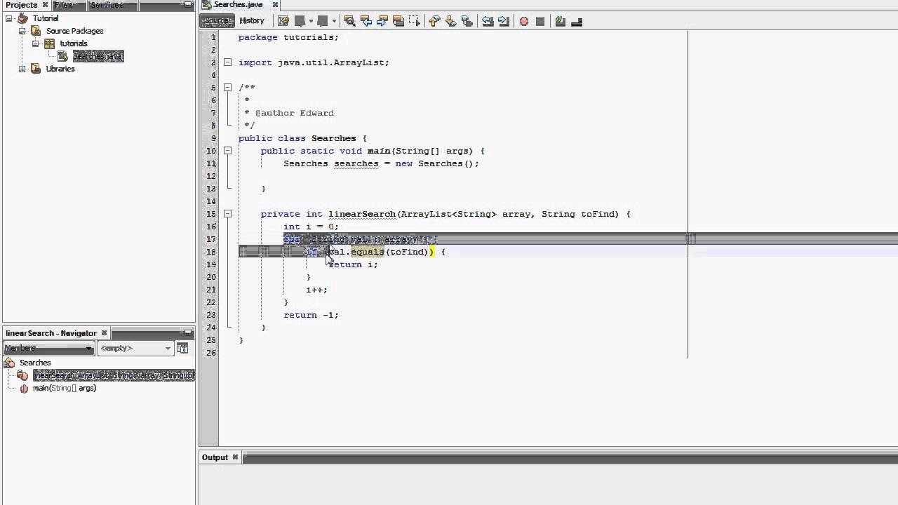 Netbeans Java Tutorial Linear Search 3 Youtube