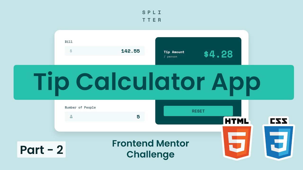 Tip Calculator App With Html Css Frontend Mentor Challenge Coding