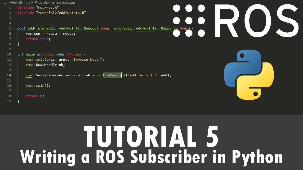Ros Tutorial 5 Writing A Ros Subscriber Python Youtube