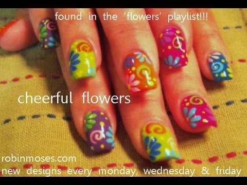 Easy Flower Nails For Beginners Fun Rainbow Daisy Nail Art Design