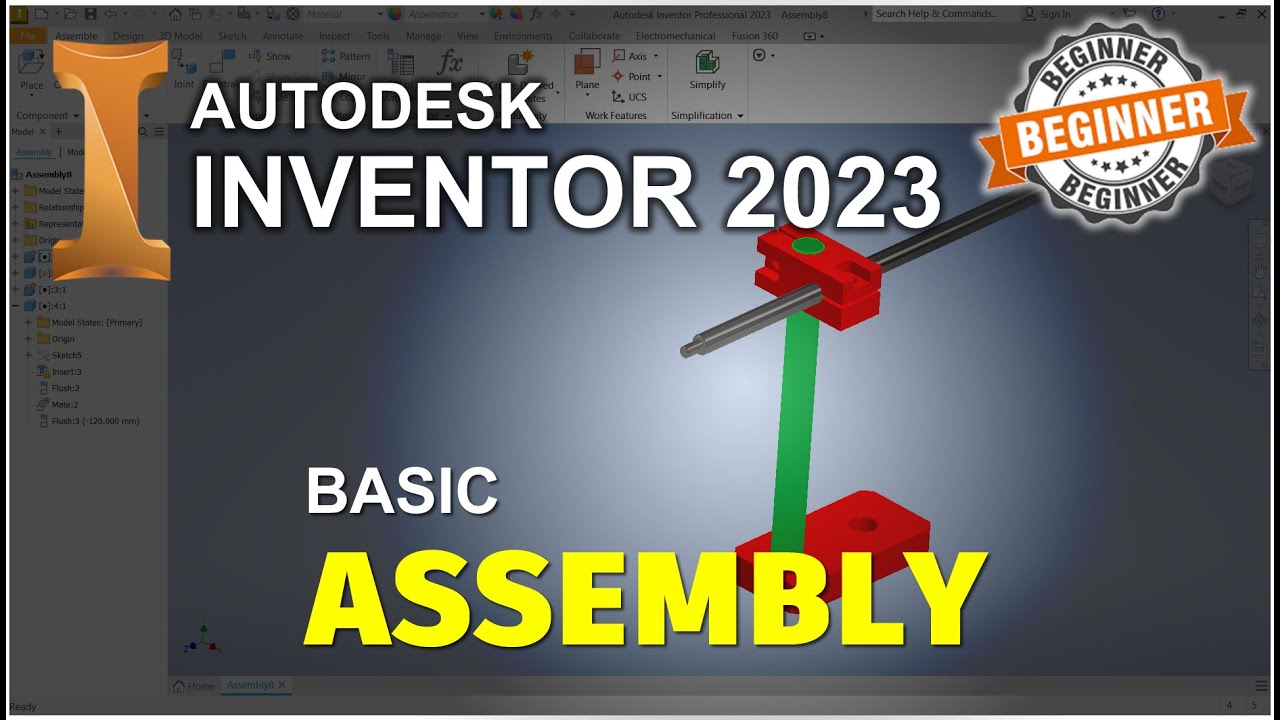 Inventor 2023 Assembly Parts Tutorial For Beginner Youtube
