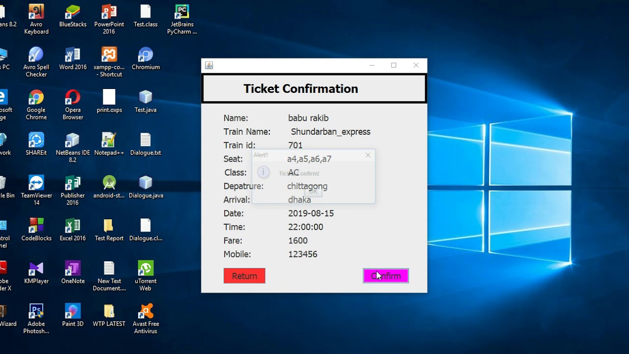 Train Ticket Booking System Using Java Netbeans Youtube