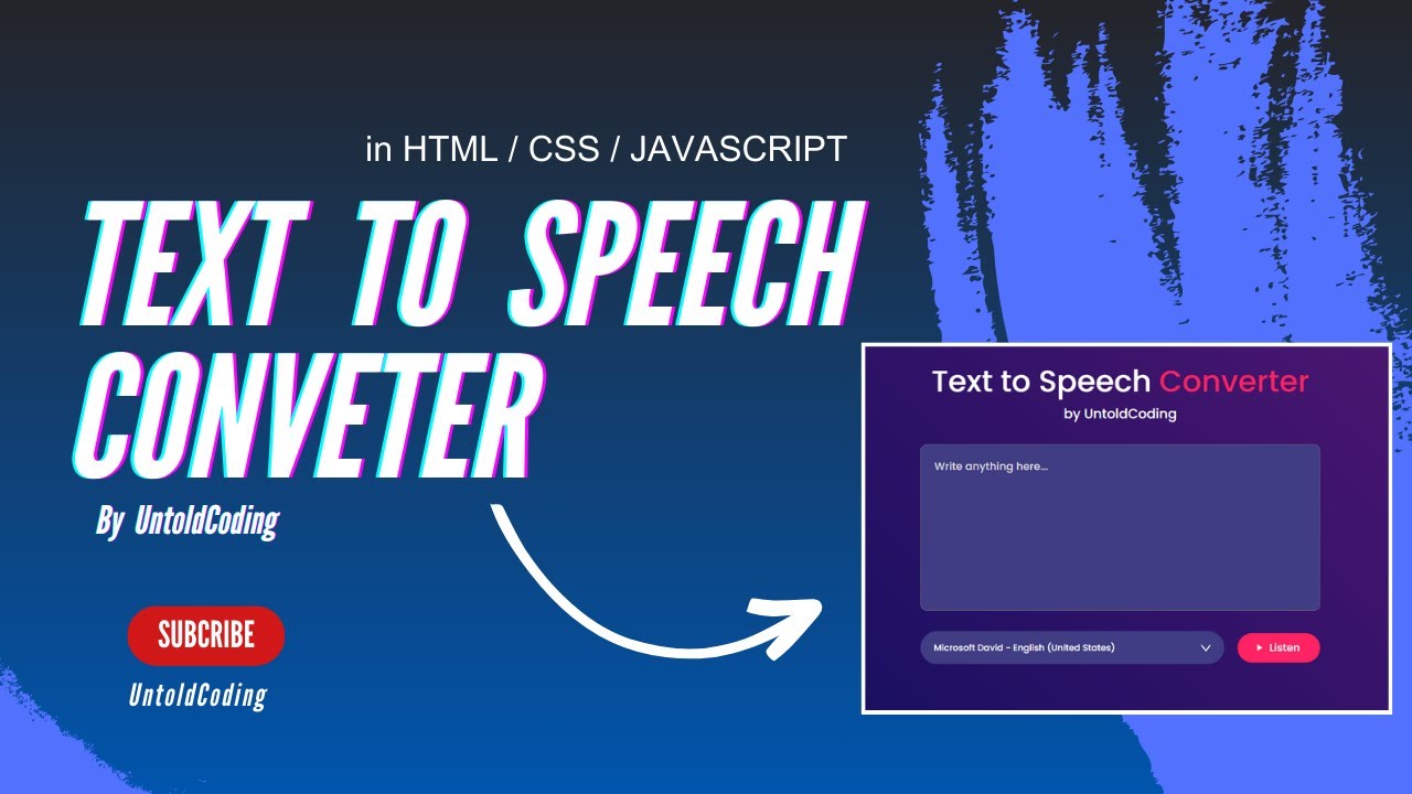 Text To Speech Converter In Html Css Js Text To Speech Converter