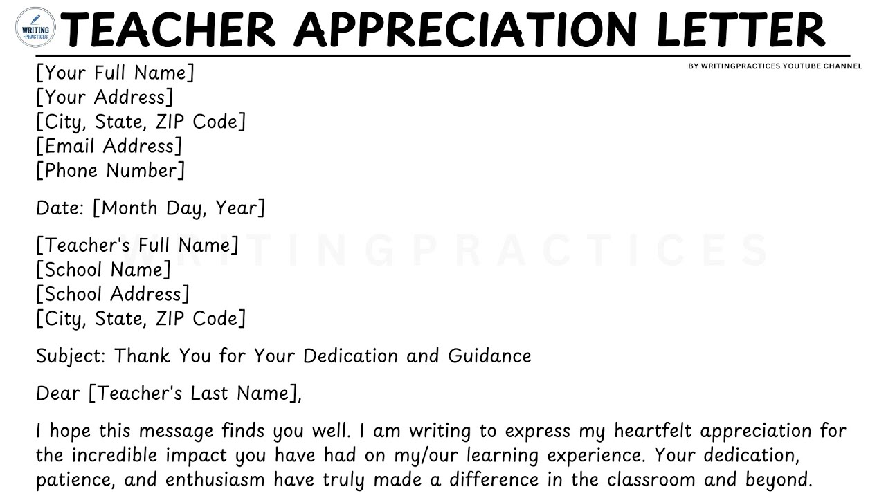 Appreciation Letter Format