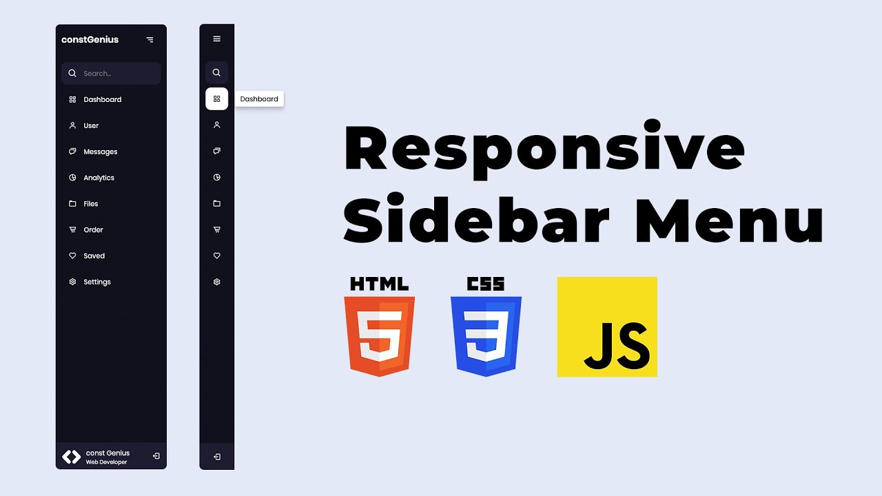 Responsive Side Navigation Bar Using Html Css And Javascript