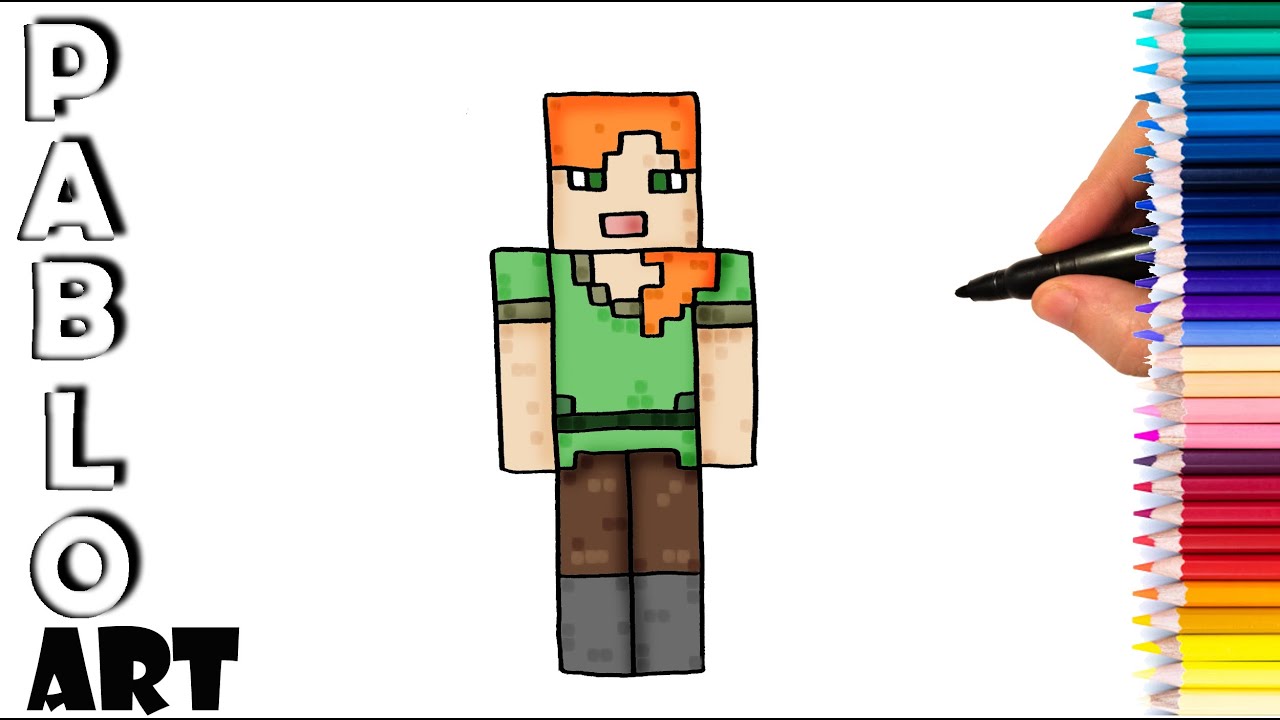 How To Draw Alex From Minecraft Learn To Draw Step By Step Youtube