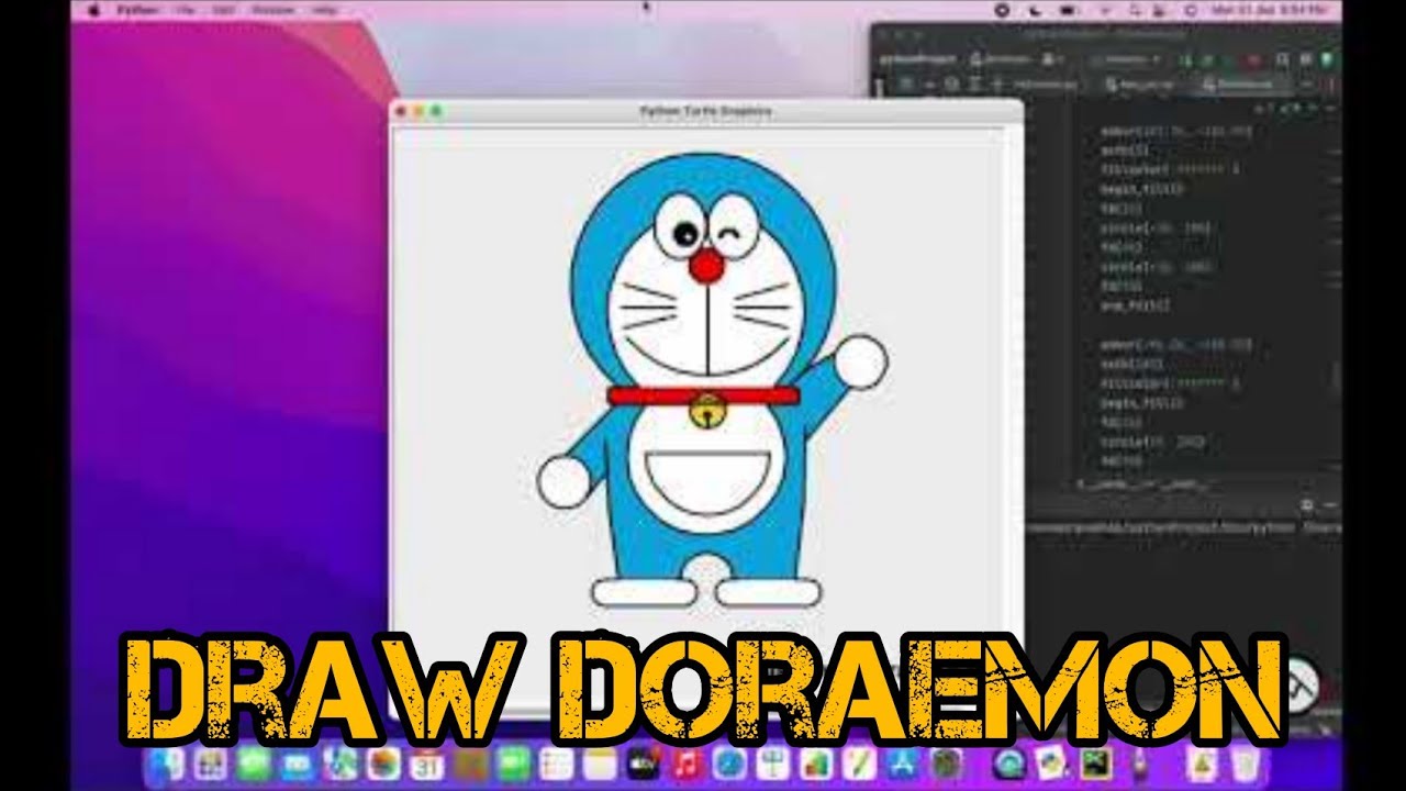 Drawing Doraemon 仆 Using Python Turtle Graphics Art By