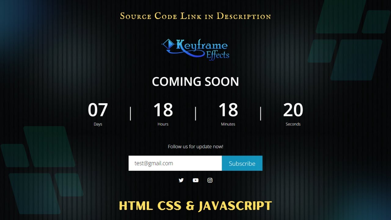 Create Simple Coming Soon Page Using Html Css Javascript Youtube