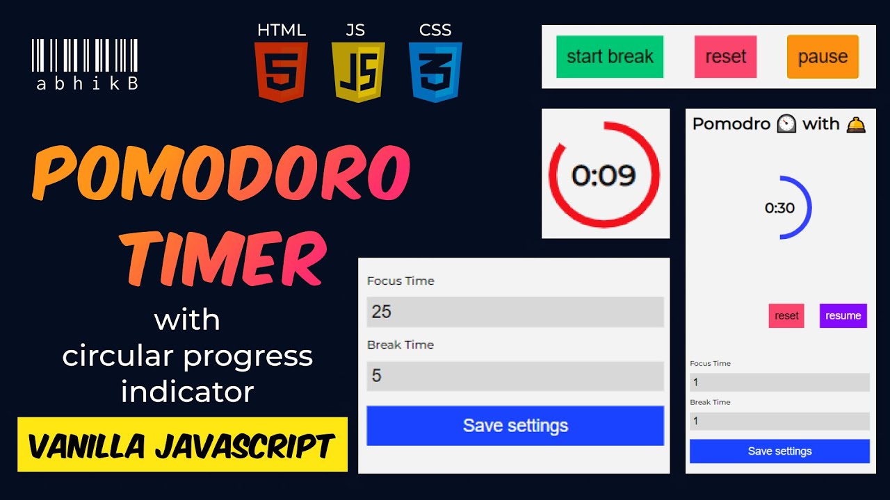 Mini Javascript Project Pomodoro Timer With Circular Progress